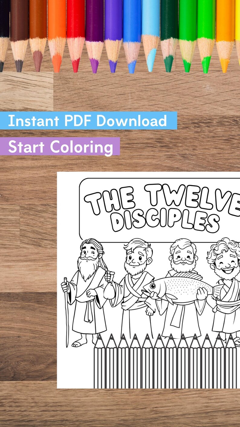 Twelve Disciples Coloring Pages: Christian Bible Activity (PDF ...