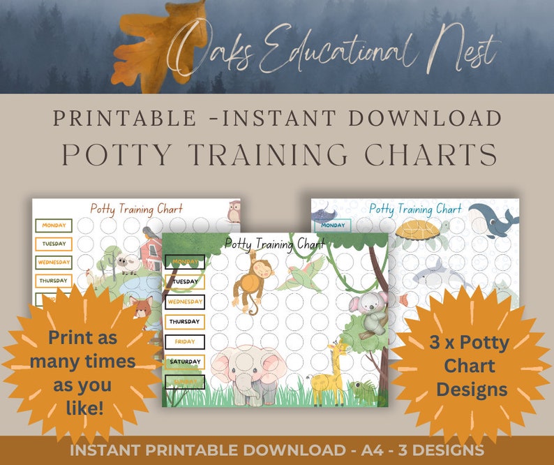 Printable Potty Training Chart, Reward Chart for Toddlers, Potty ...