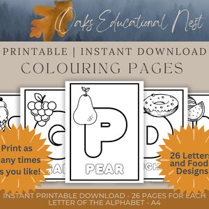 Printable Alphabet Colouring Pages, Alphabet Colouring Food, Food ...