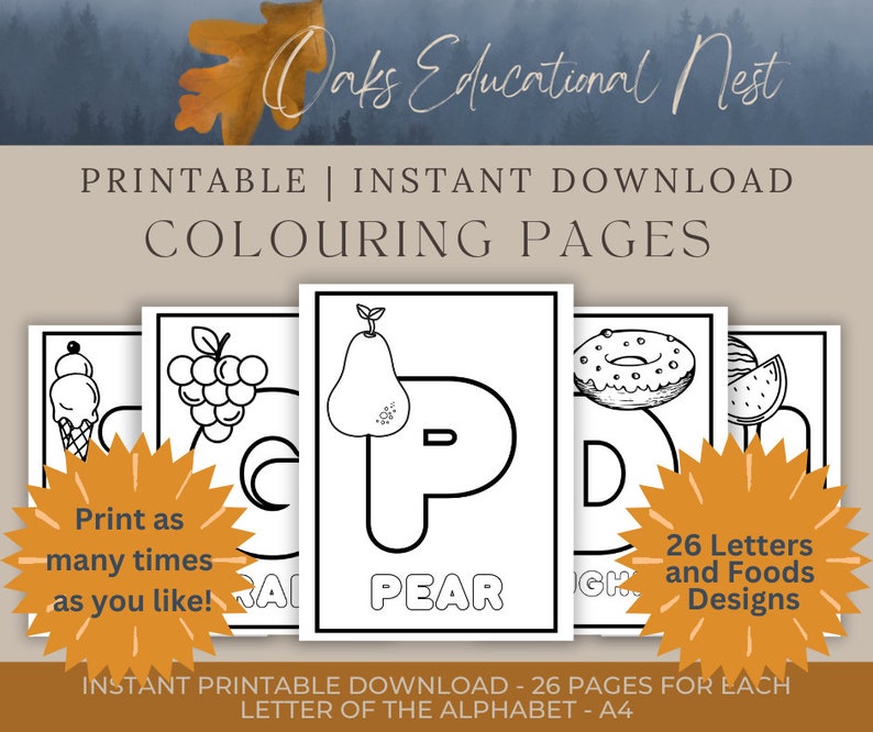 Printable Alphabet Colouring Pages, Alphabet Colouring Food, Food ...