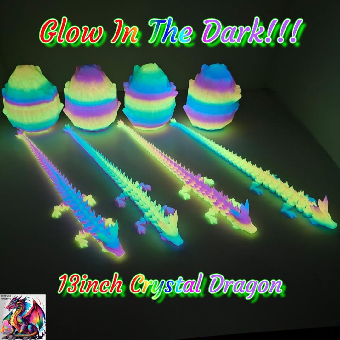Glow in the Dark! Free Shipping! 3D Printed Dragon Fidget Toy W/ Egg 13 ...