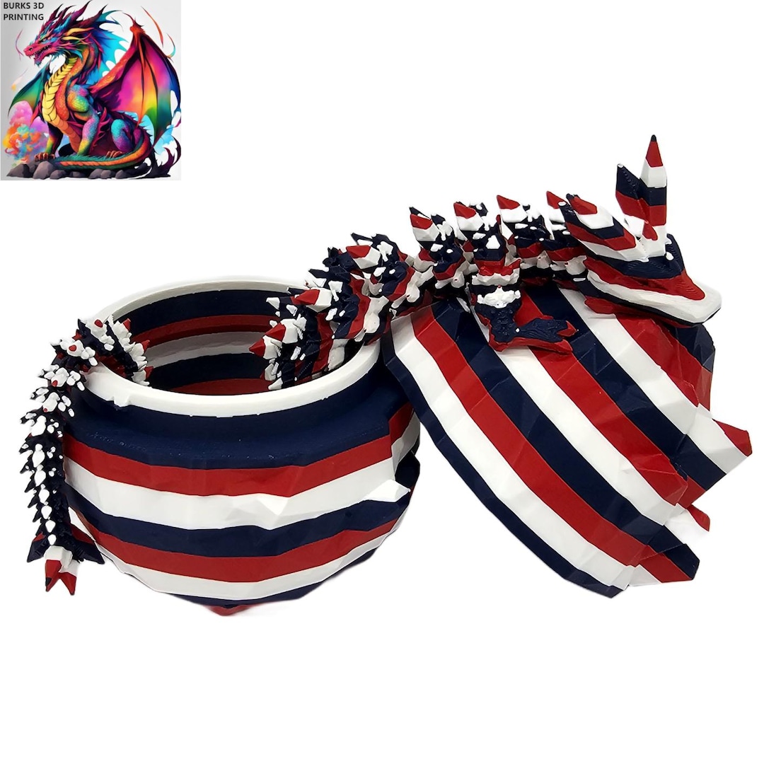 13" Striped Crystal Dragon, Multiple Colors, 3D Printed Articulated ...
