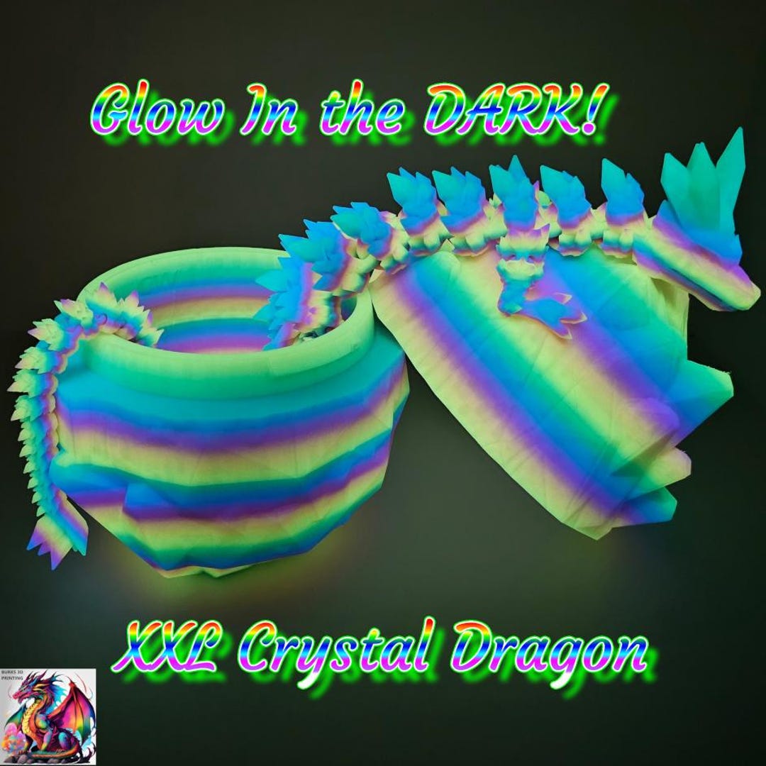 XXL Glow in the Dark Crystal Dragon Almost 30" 3D Printed Dragon With ...
