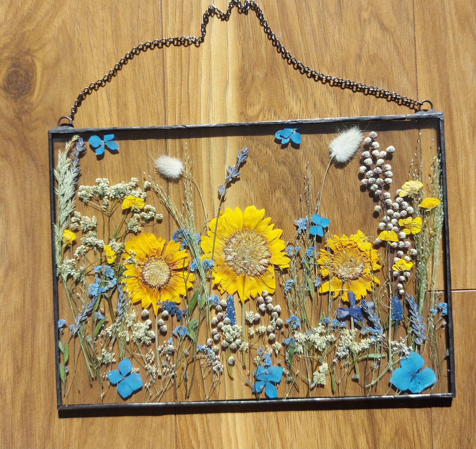 Large Pressed Flower Frame. Wall Decor. Hanging Glass Decor, Botanical ...