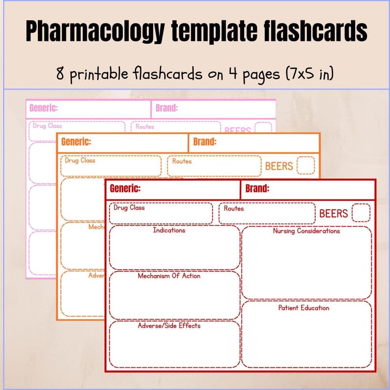 Pharmacology Printable Flashcards for Nursing Students, Pharm Study ...