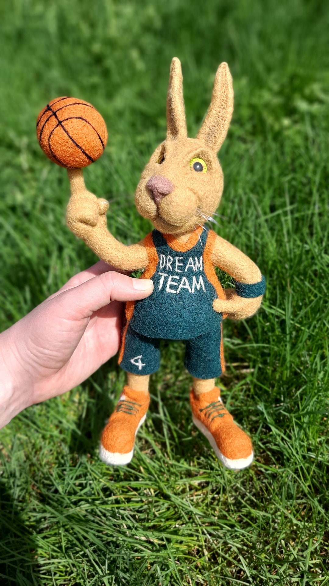 Needle Felted Toy Bunny Basketball Player 11 Handmade OOAK Rabbit Gifts ...