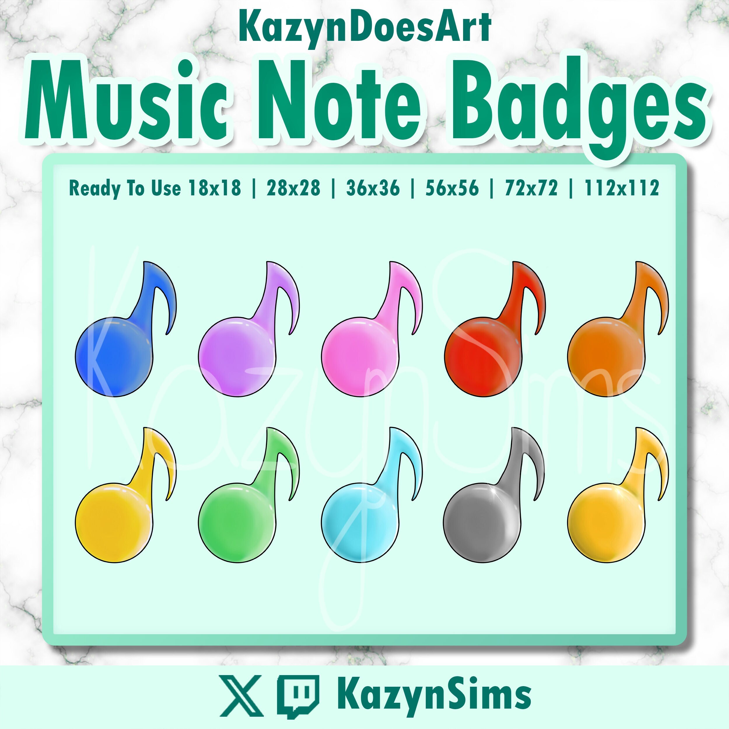Twitch 10 Music Note Badges Bit Badges Sub Badges Channel Points - Etsy