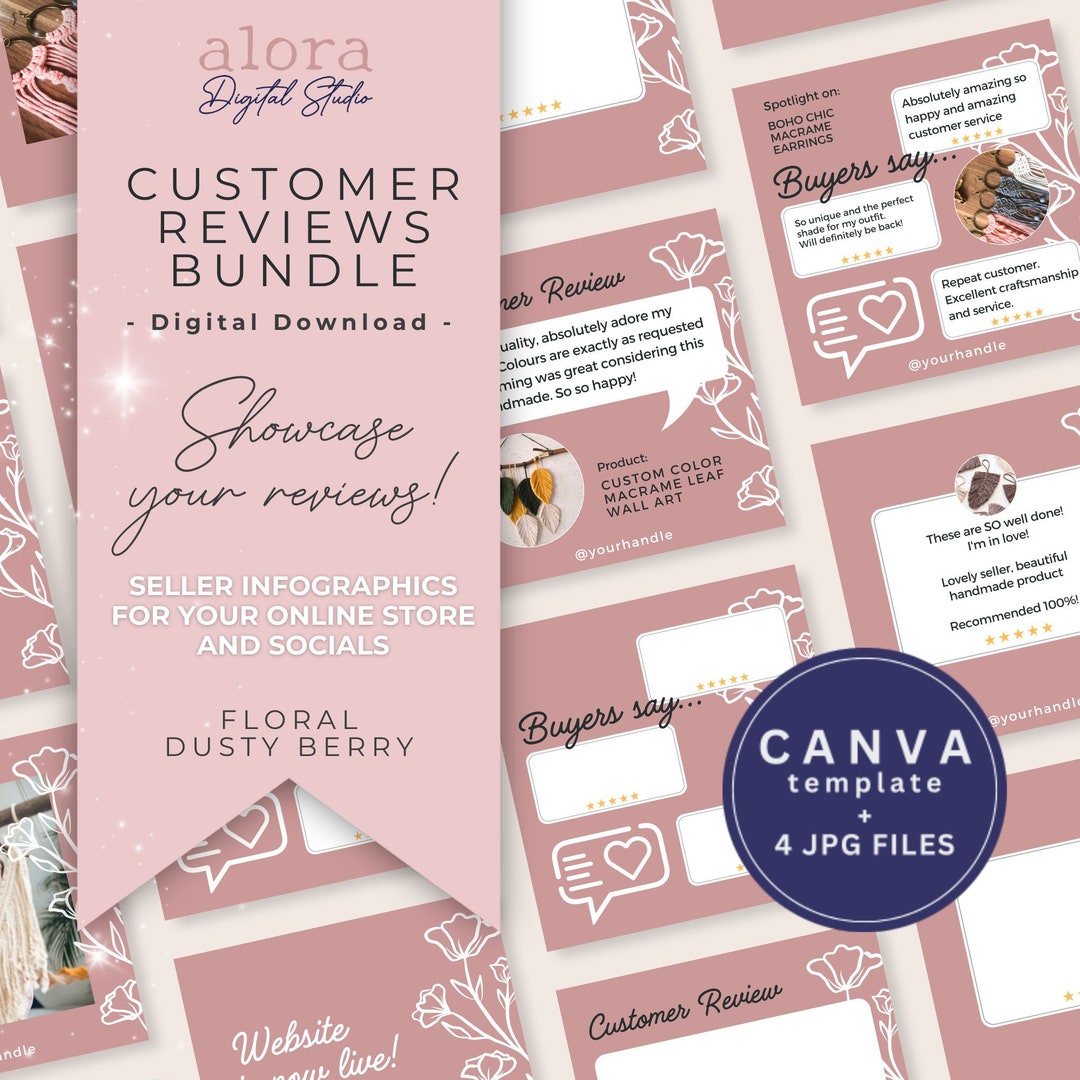 Editable Customer Reviews Template, Canva Template and JPEG Files for ...