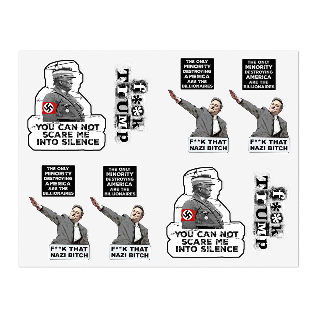 Protest Sticker Sheets (11x8.5), Anti-trump, Anti-musk, Anti-fascist ...