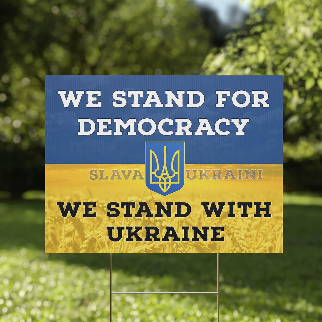Slava Ukraini Yard Sign: Stand With Ukraine, Save Democracy - Etsy
