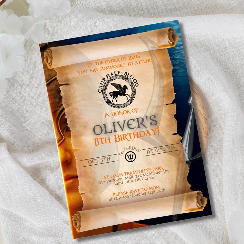 Percy Jackson Birthday Invitation: Camp Half-blood Theme (editable ...