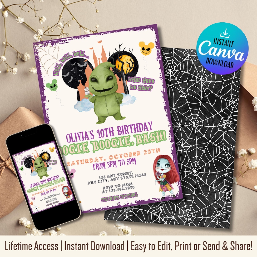 Oogie Boogie Birthday Invitation | Editable Digital Template for Kids ...