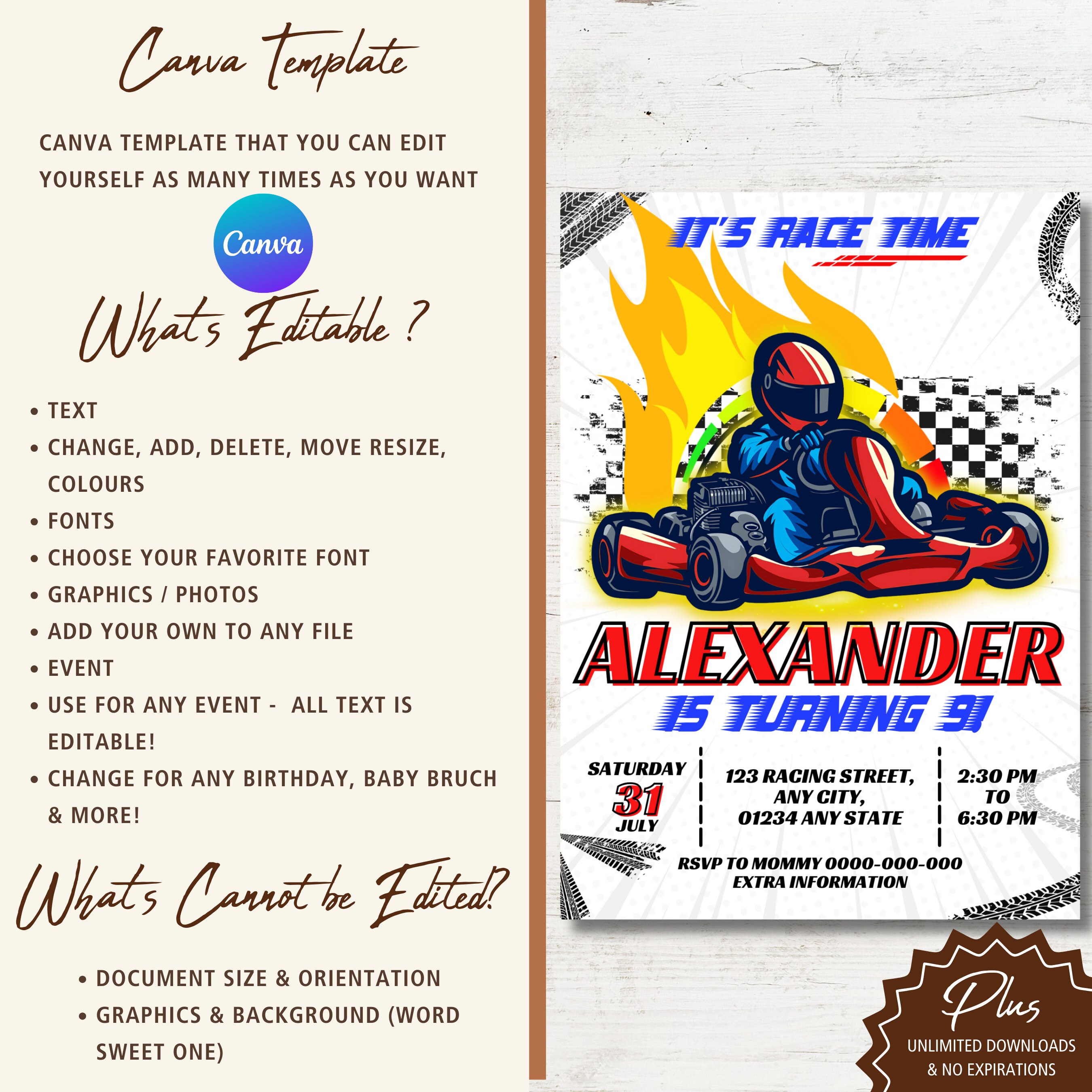 Go Kart Birthday Invitation Go Kart Racing Party Digital Birthday ...