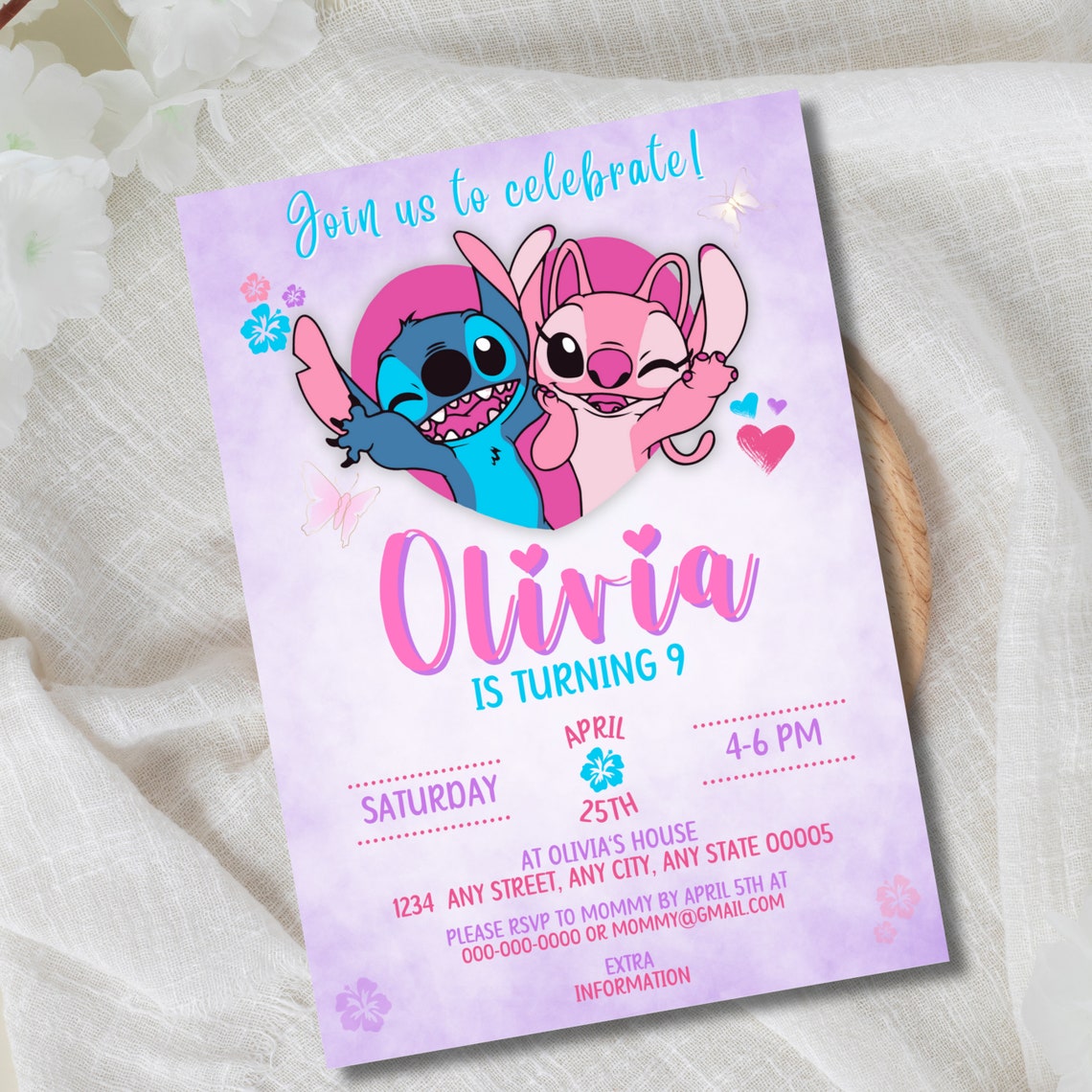 Stitch Birthday Invitation: Editable Party Invites (digital Download ...