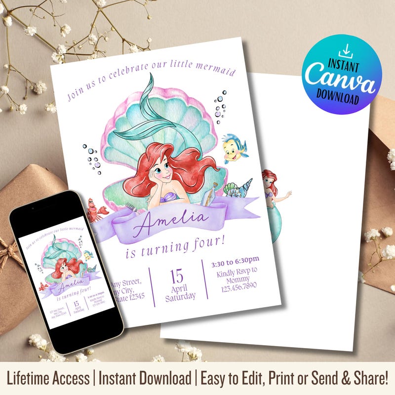 4 Birthday Ariel - Etsy