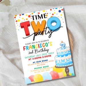 2nd Birthday Invite | Boys Second Birthday Invite | Party Invitation ...