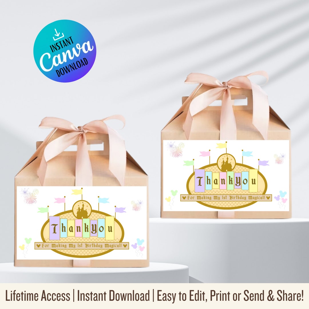 Disneyland Birthday Disneyland Favor Box Label Printable Happiest ...