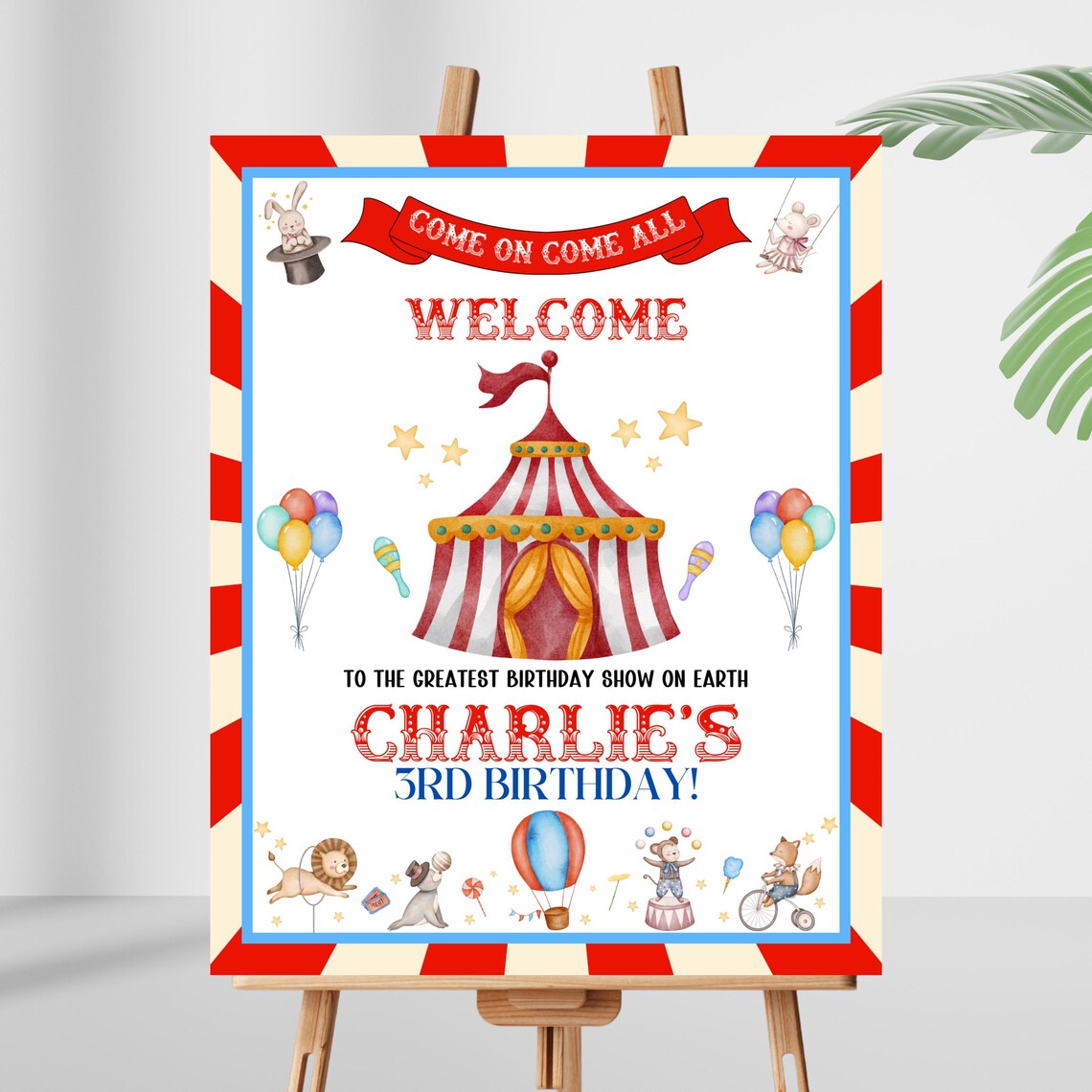 Editable Circus Welcome Sign: Vintage Carnival Birthday Party Decor ...