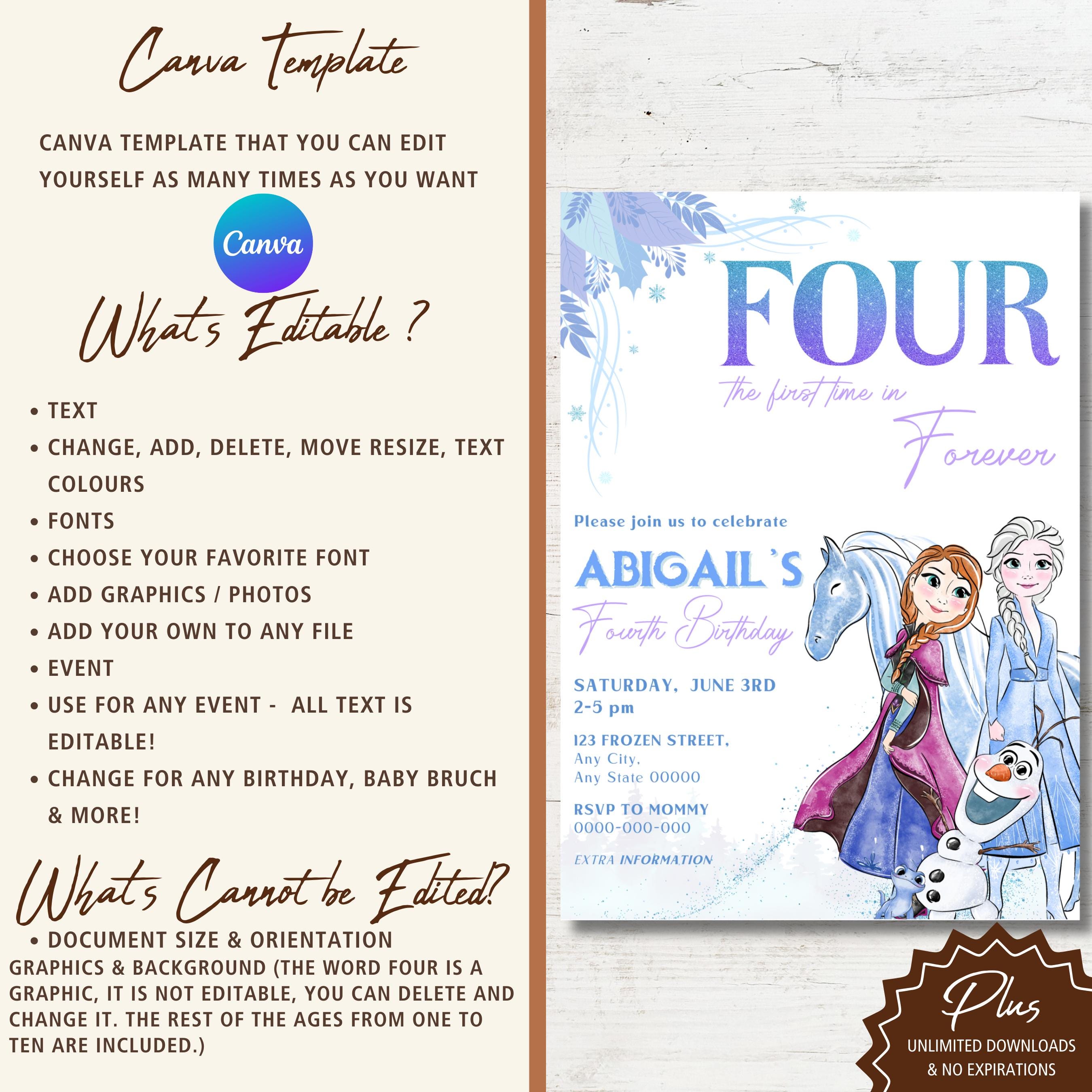 Editable Frozen Birthday Invitation: Elsa Party Invite (digital ...
