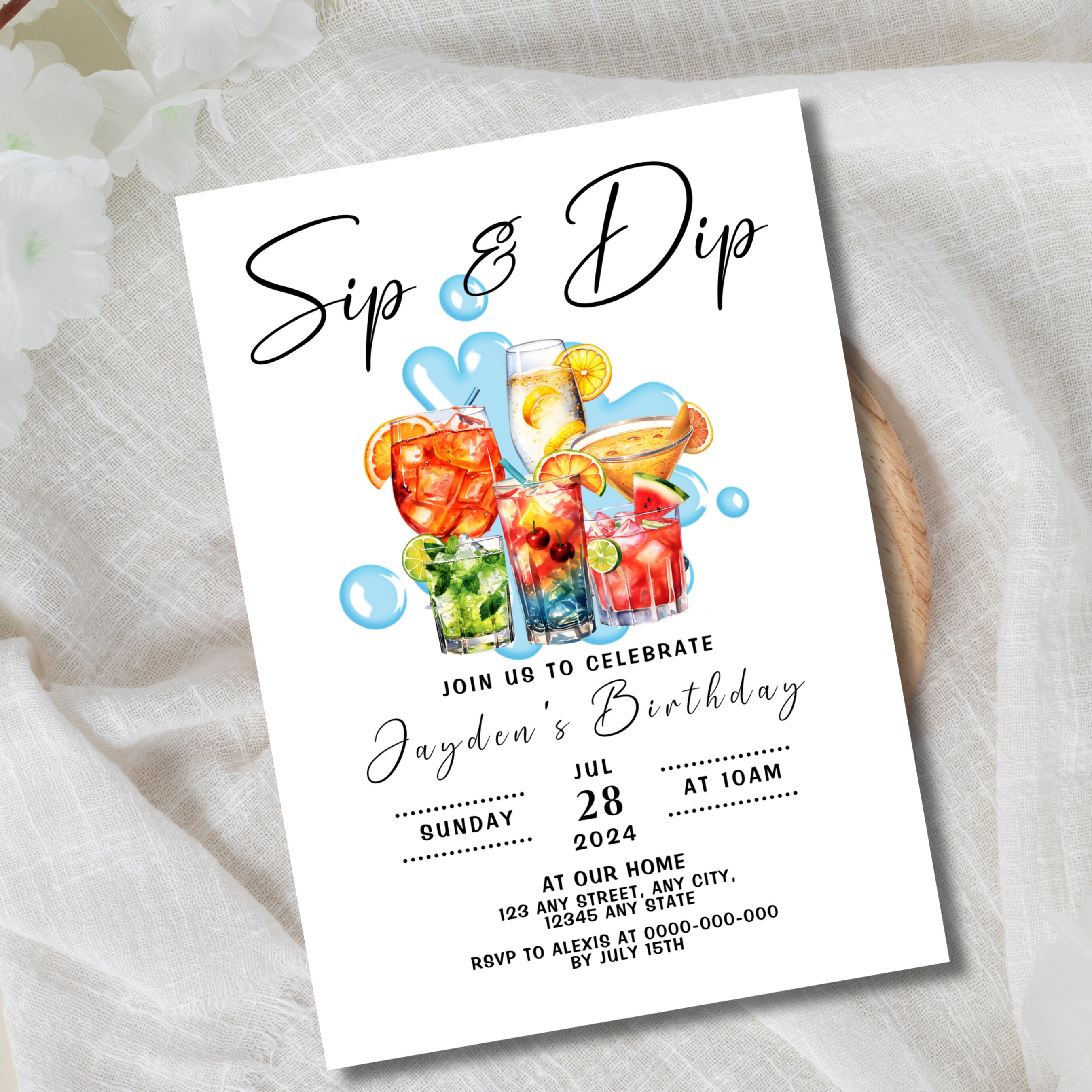 Pool Party Bachelorette Invitation Lemonade Invitation Instant Download ...