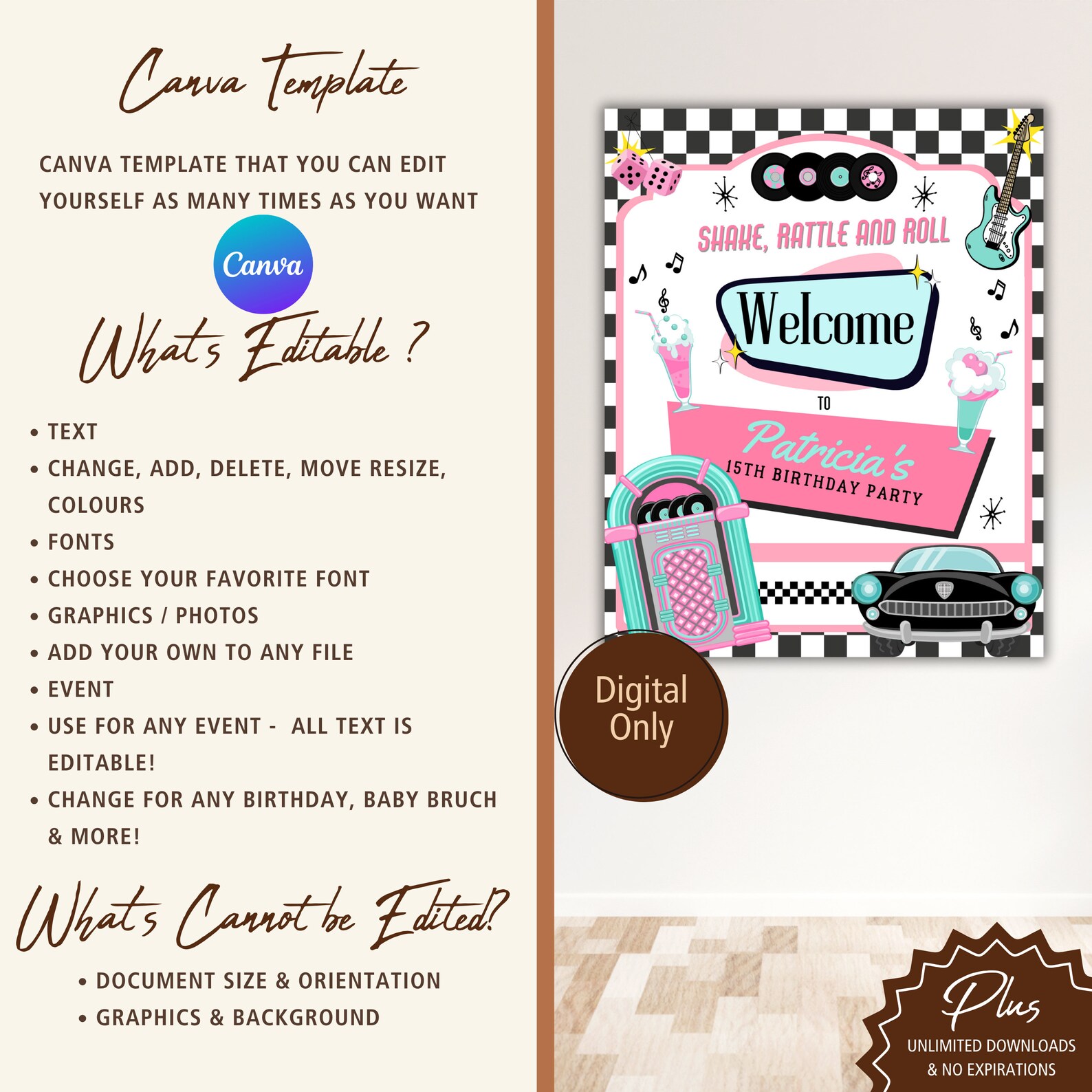 Retro Diner Birthday Invitation: 50's Party Decor (digital Download) - Etsy