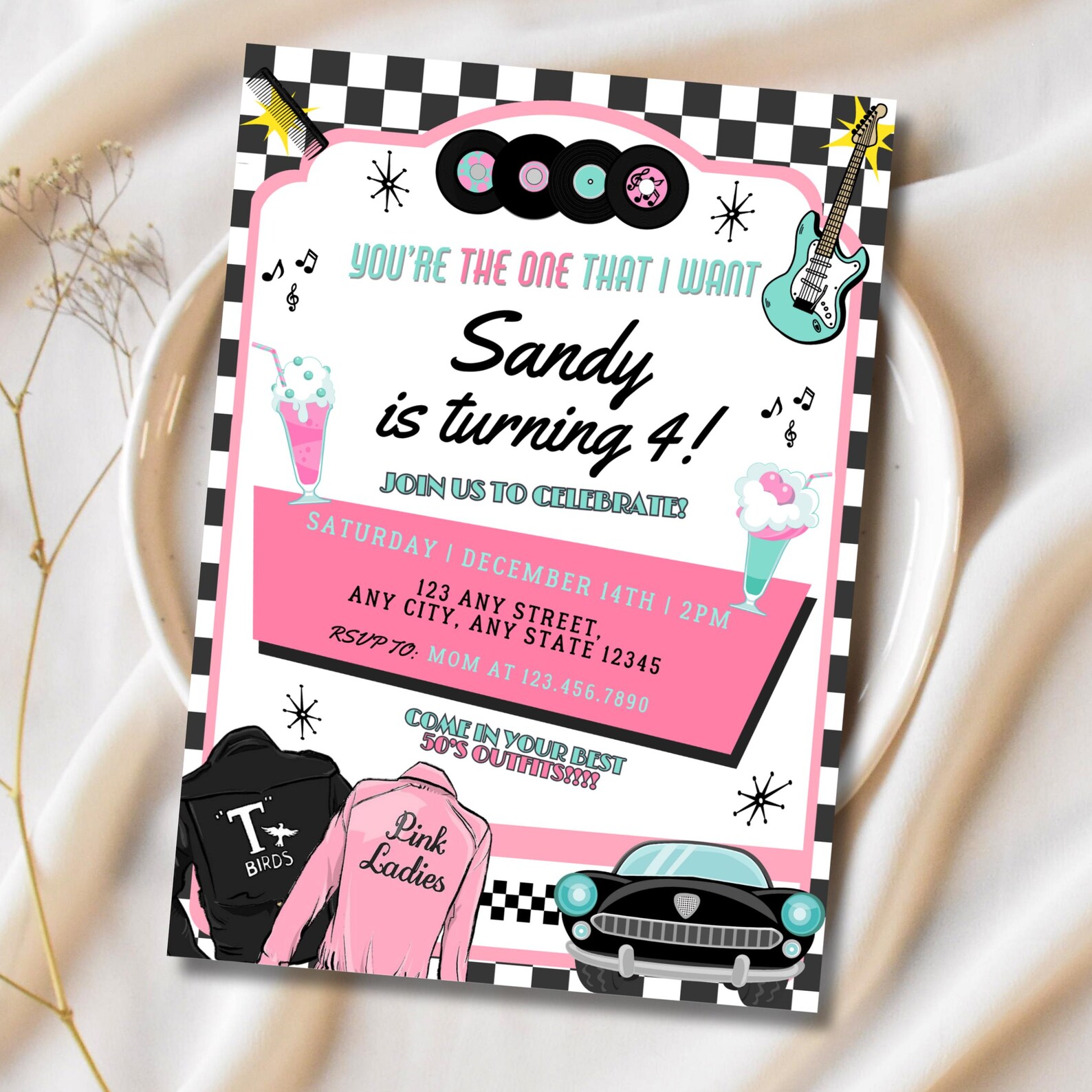 Retro 50s Birthday Invitation: Sock Hop Diner Theme (printable Template ...