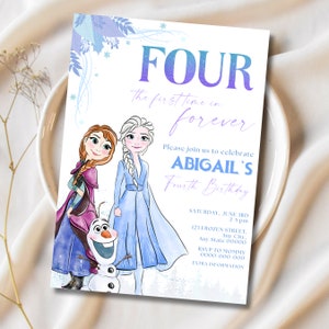 Frozen Birthday Invitation: Elsa & Anna, 4th Birthday (editable ...