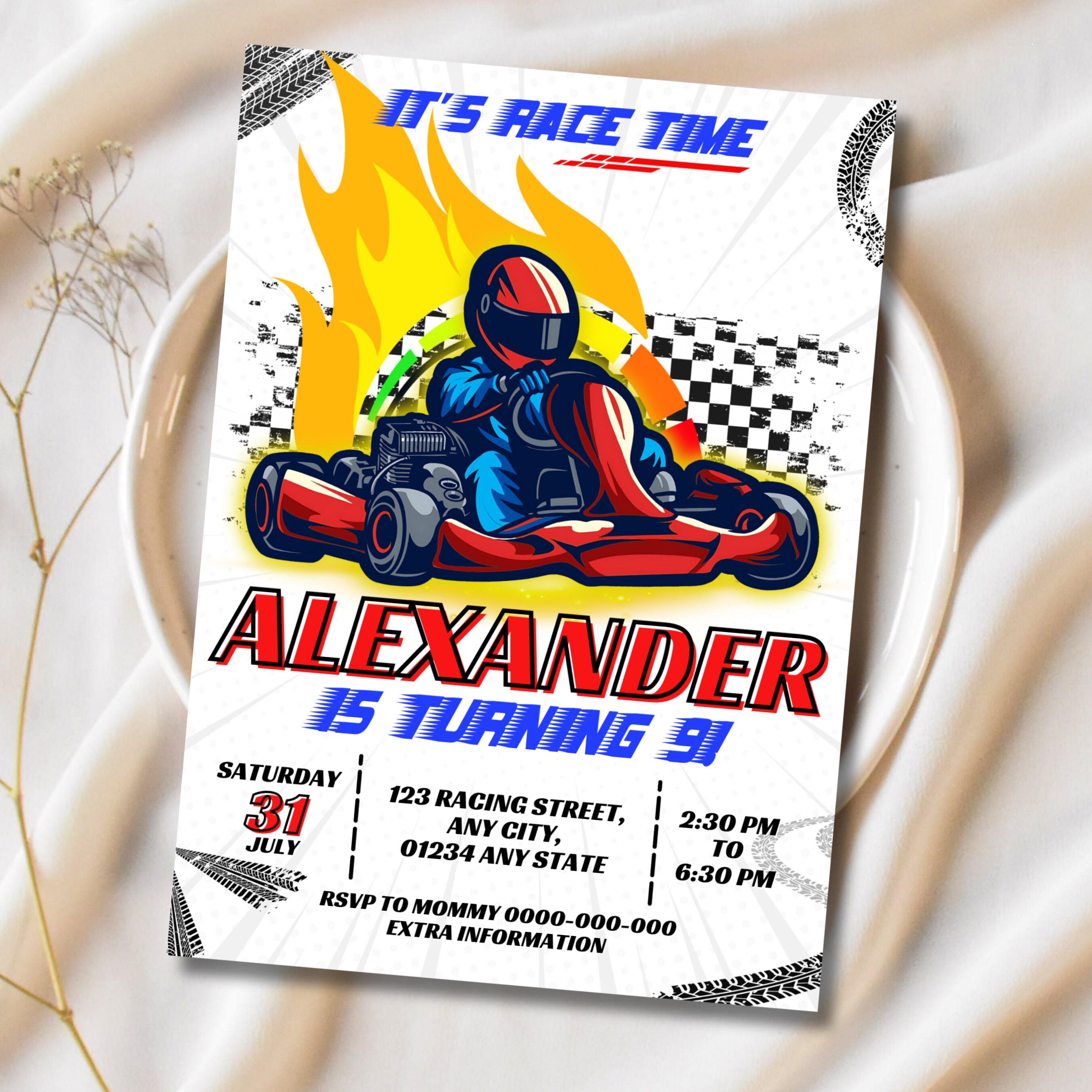 Go Kart Birthday Invitation Go Kart Racing Party Digital Birthday ...