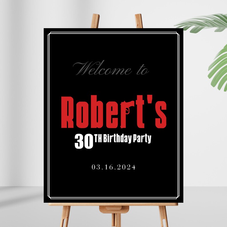 Gangster Birthday Welcome Sign Template: Flapper Theme (digital ...