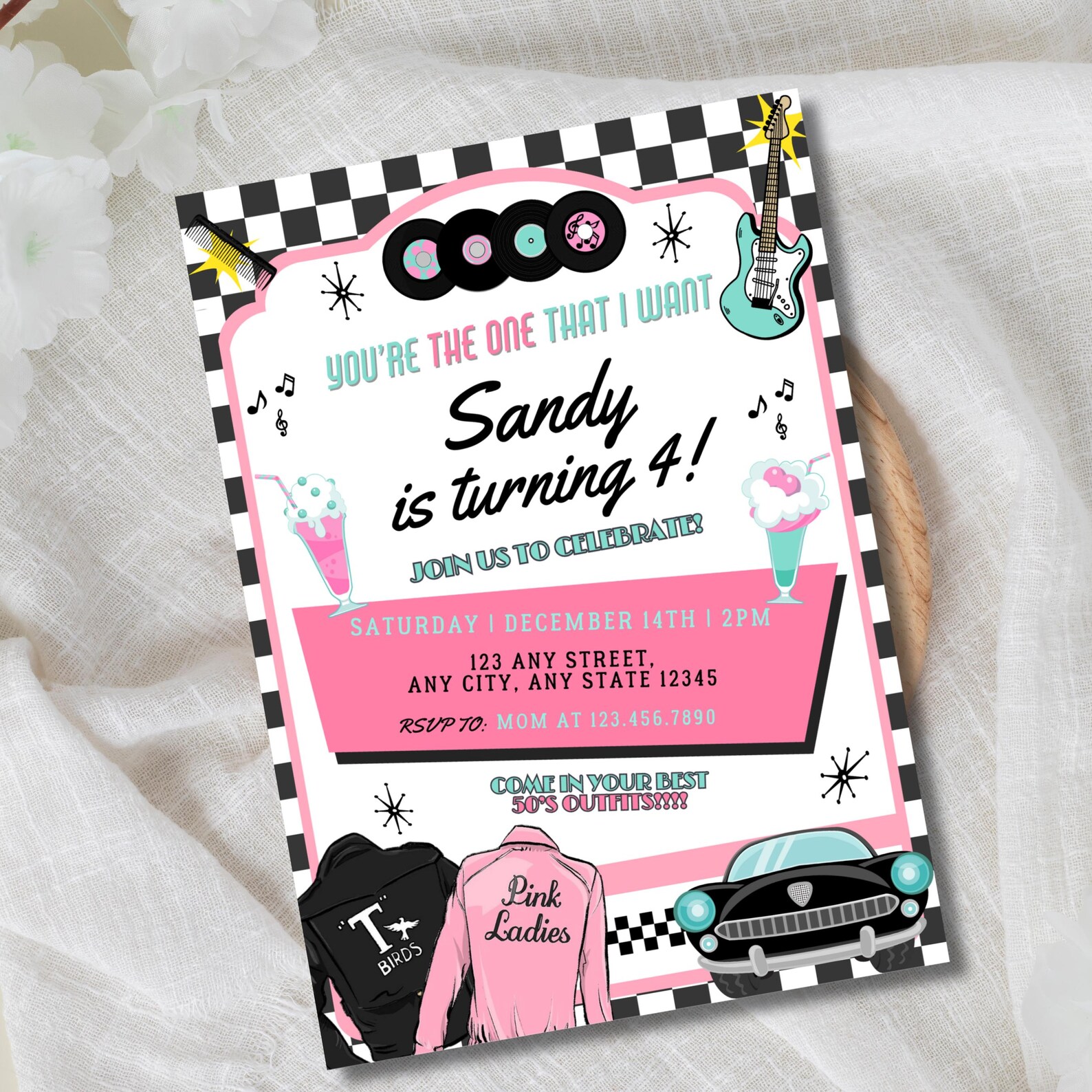 Retro 50s Birthday Invitation: Sock Hop Diner Theme (printable Template ...