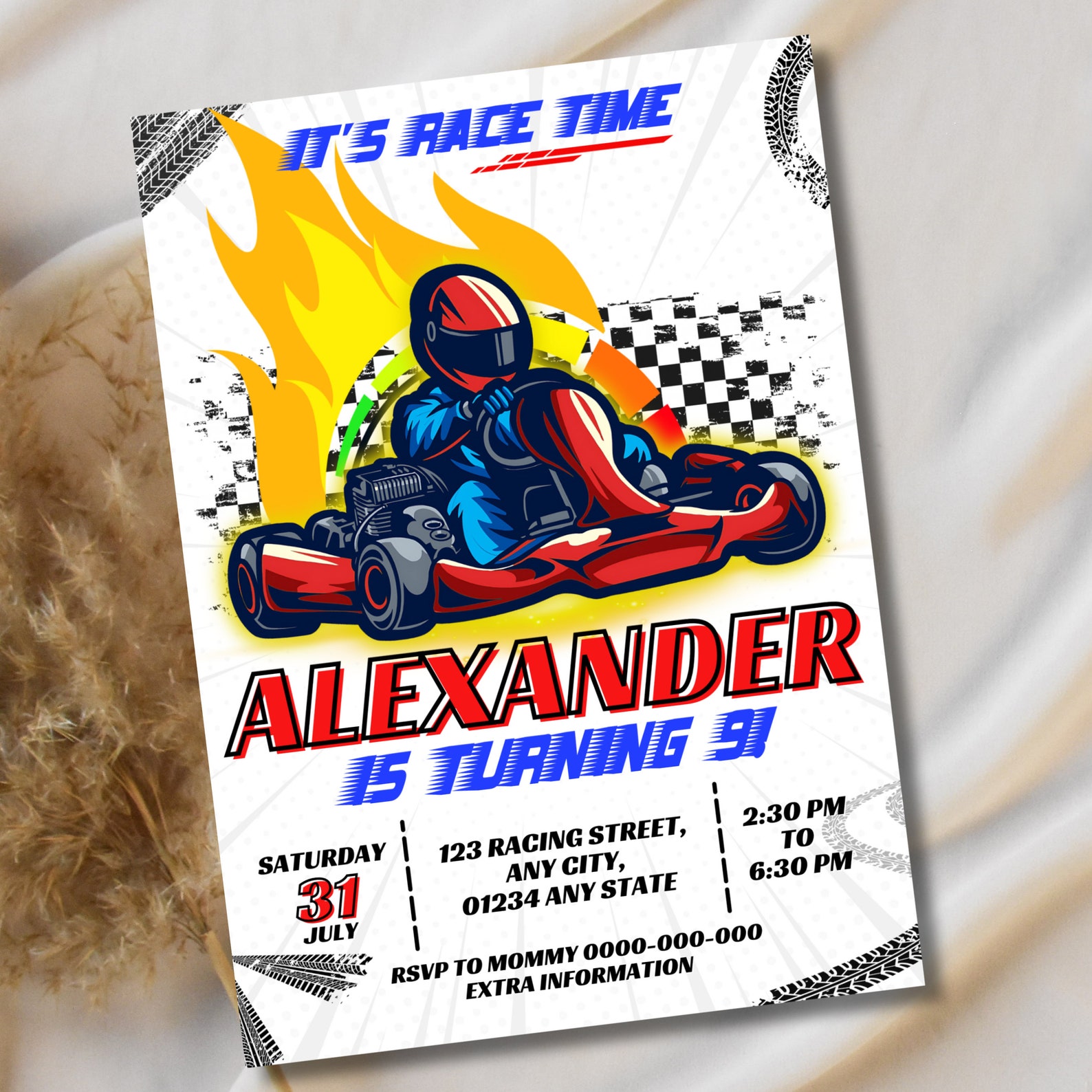 Go Kart Birthday Invitation Go Kart Racing Party Digital Birthday ...