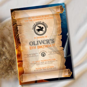 Percy Jackson Birthday Invitation: Camp Half-blood Theme (editable ...