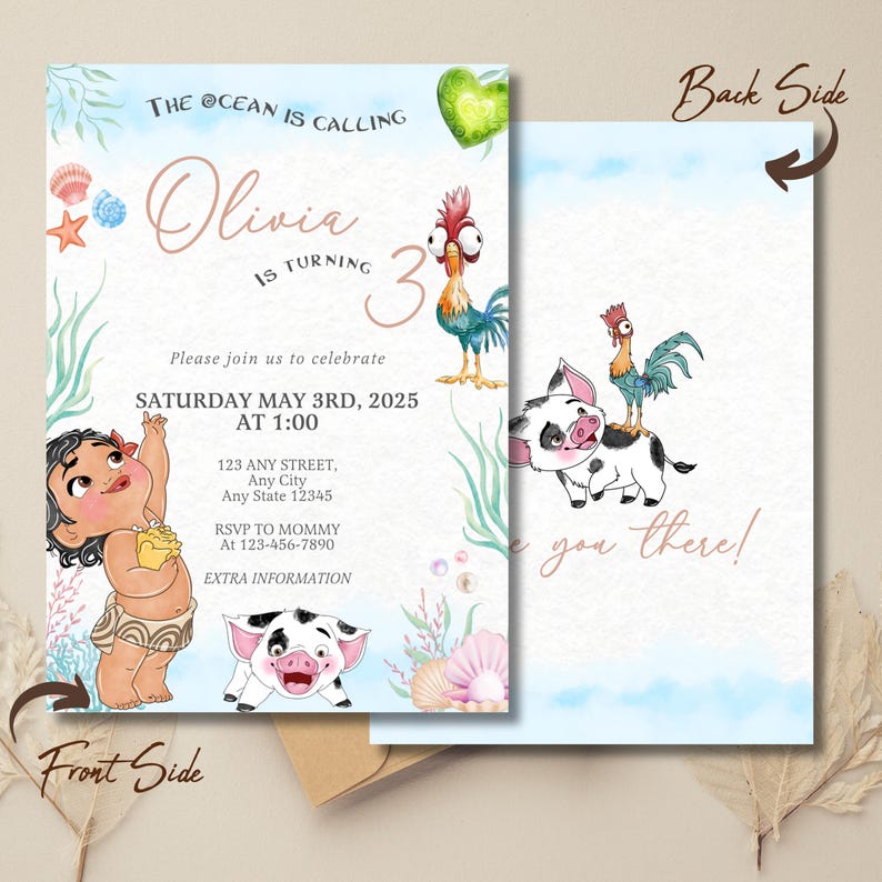 Moana Birthday Invitation: Editable Hawaiian Theme Party (digital ...