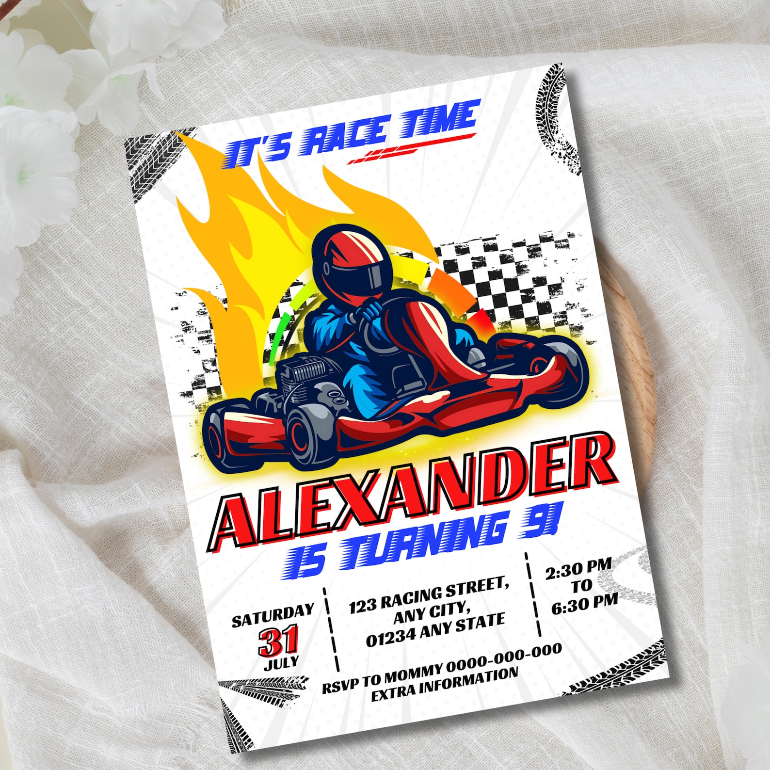 Go Kart Birthday Invitation Go Kart Racing Party Digital Birthday ...