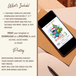 Stitch Christmas Invitation Template | Stitch Digital Invite | Lilo and ...