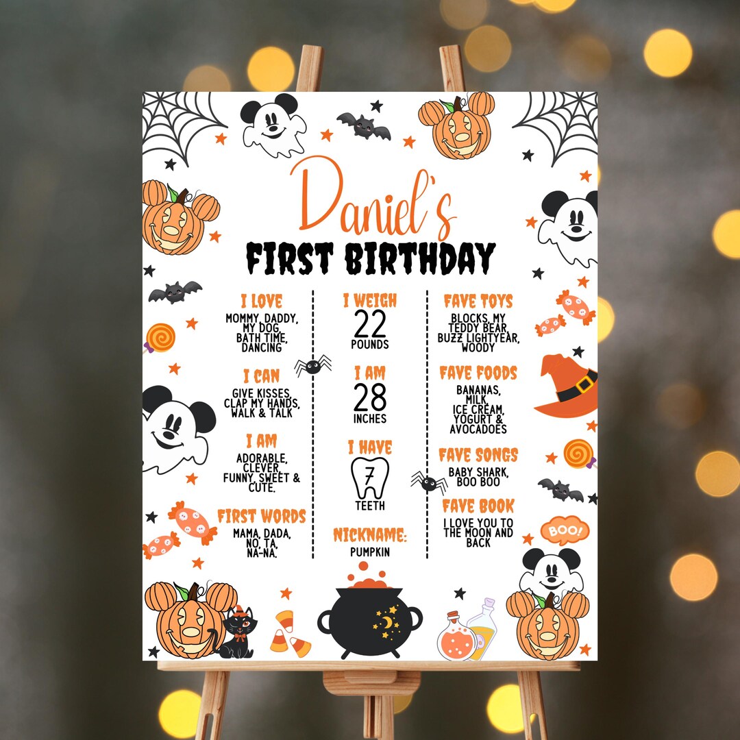 Mickey Mouse Halloween Milestone Board: Spooky Theme (digital Editable ...