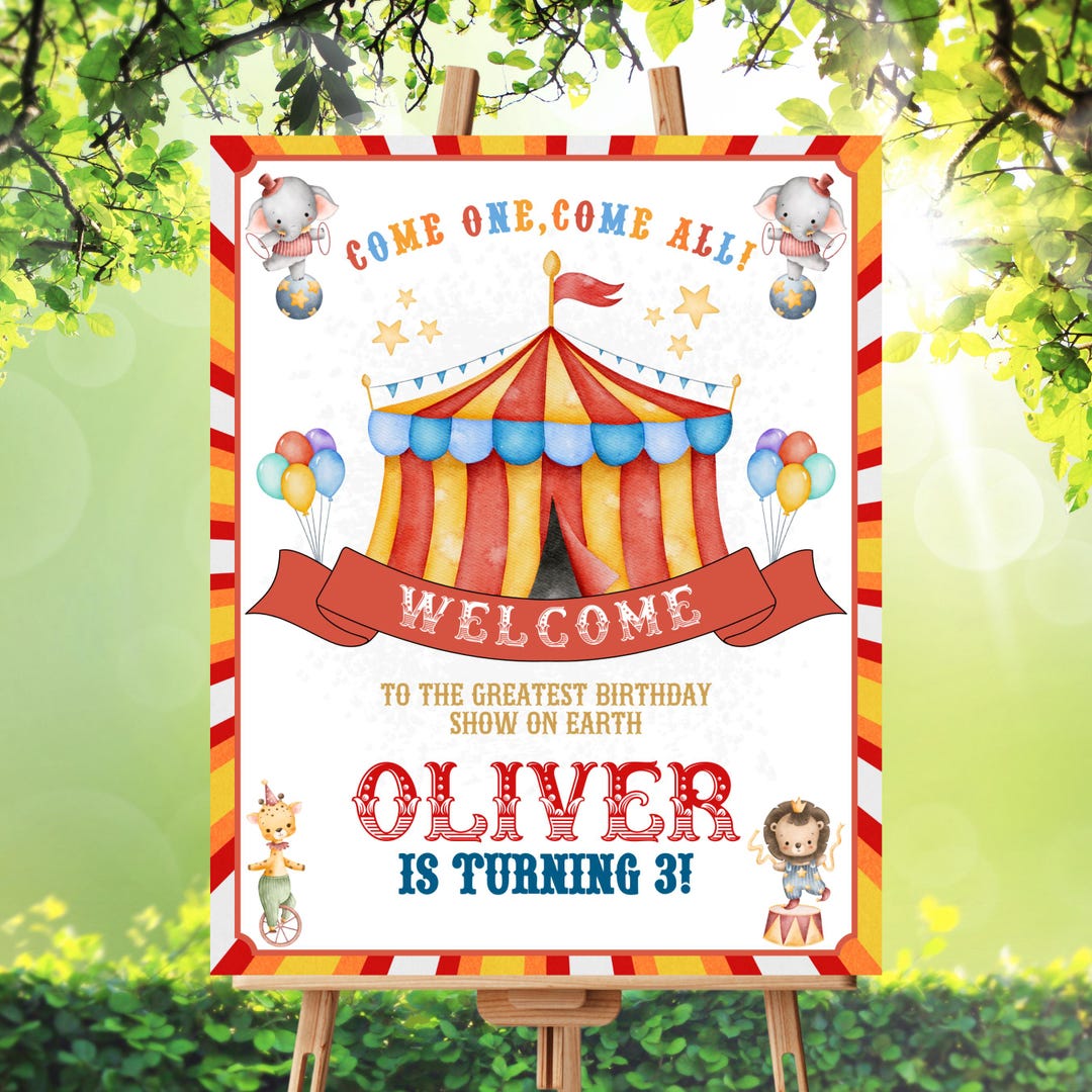 Editable Circus Birthday Welcome Sign: Vintage Carnival Decor (PDF) - Etsy