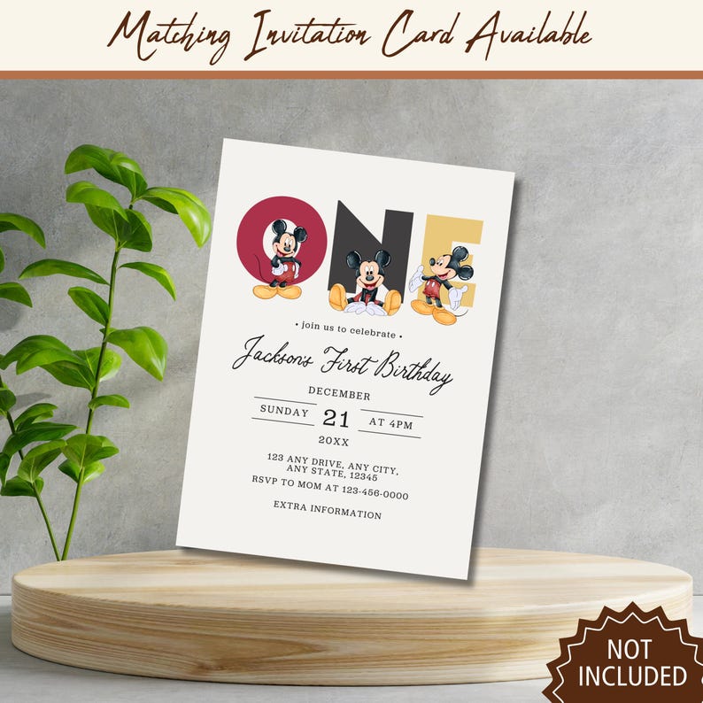 Mickey Mouse First Birthday Welcome Sign, Editable Digital Template ...