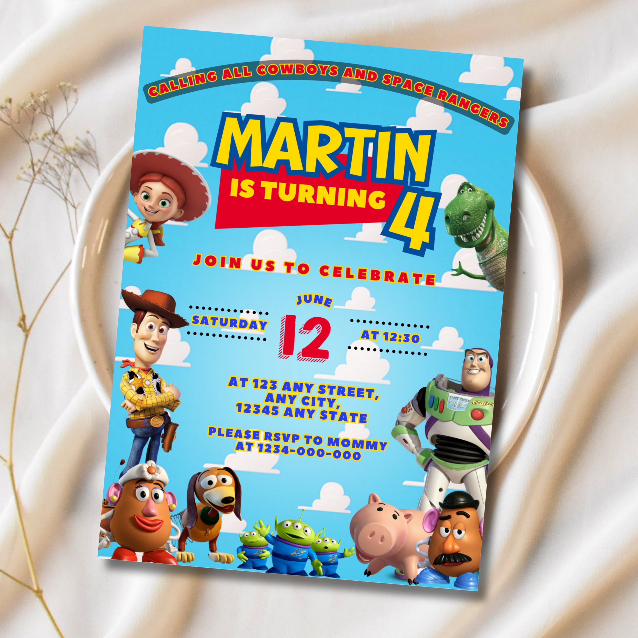 Kids Digital Invitation Editable Toy Story Birthday Invite Toy Story ...