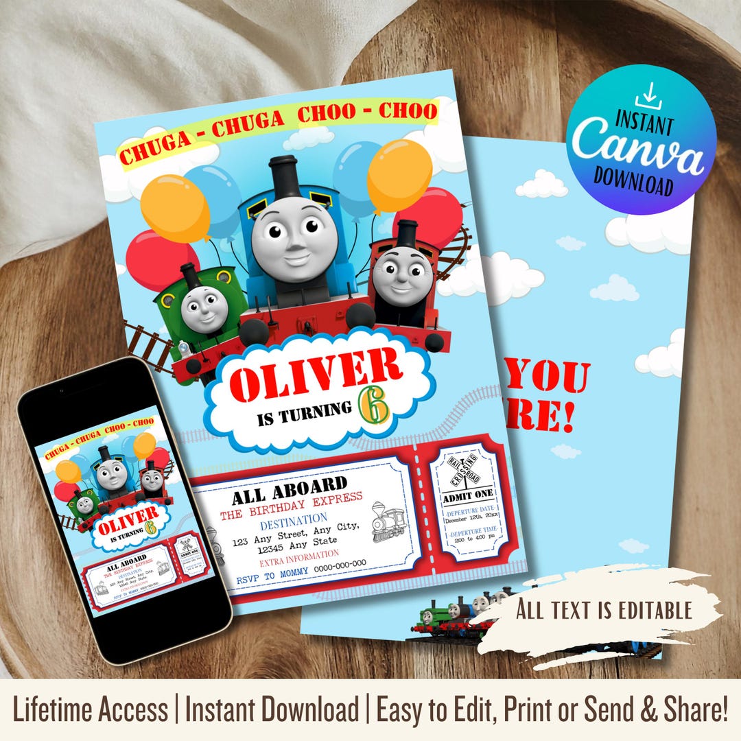 Editable Birthday Invitation Thomas and Friends Birthday Invitation ...