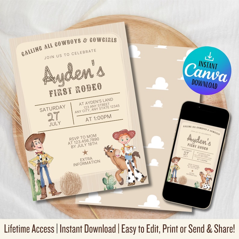 Toy Story Birthday Invitation: Editable Canva Template (digital ...