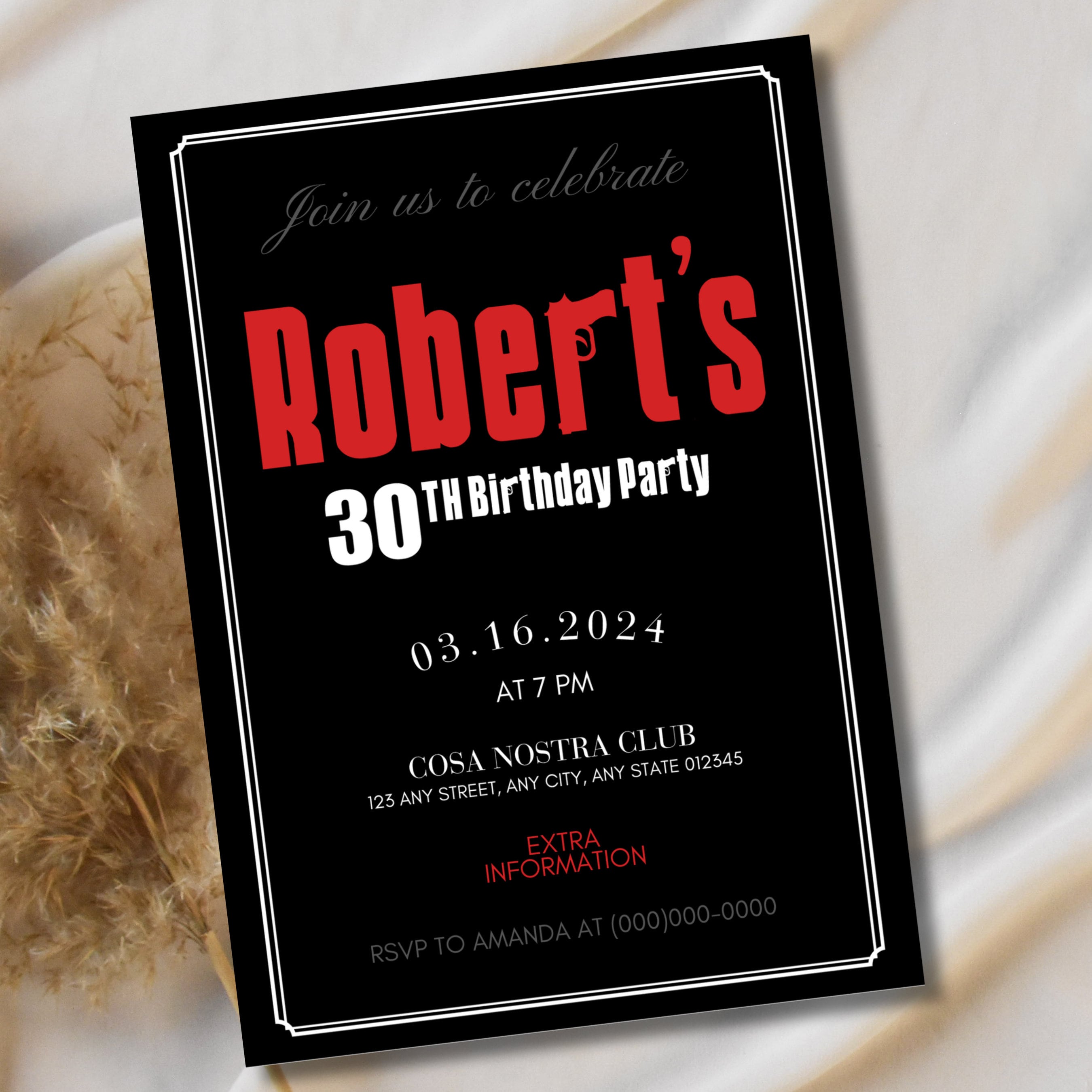 Gangster Birthday Invitation Template: Flapper Theme (digital Download ...