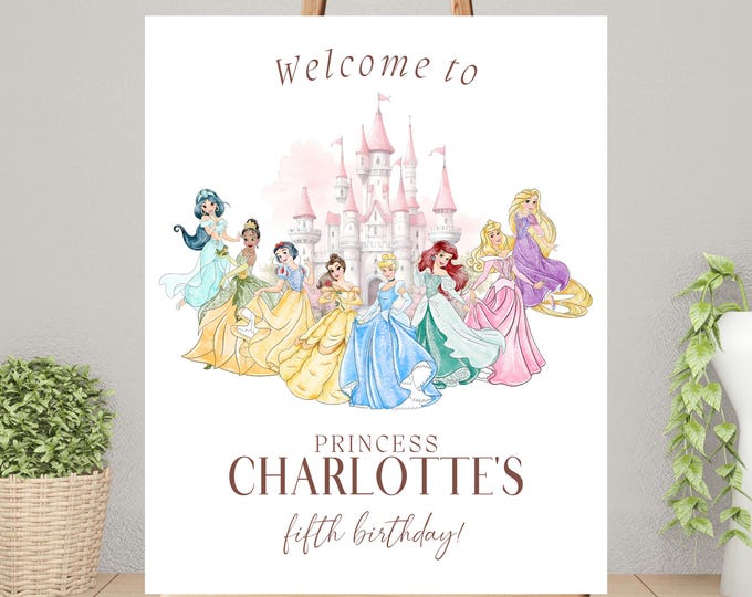 Little Princess Crown - Welcome Sign - Pink and Gold Party Outdoor Lawn ...