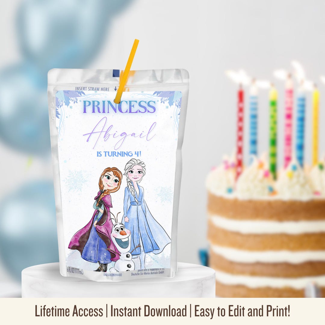 Printable Frozen Capri Sun Labels | Frozen Party Elsa and Anna Juice ...