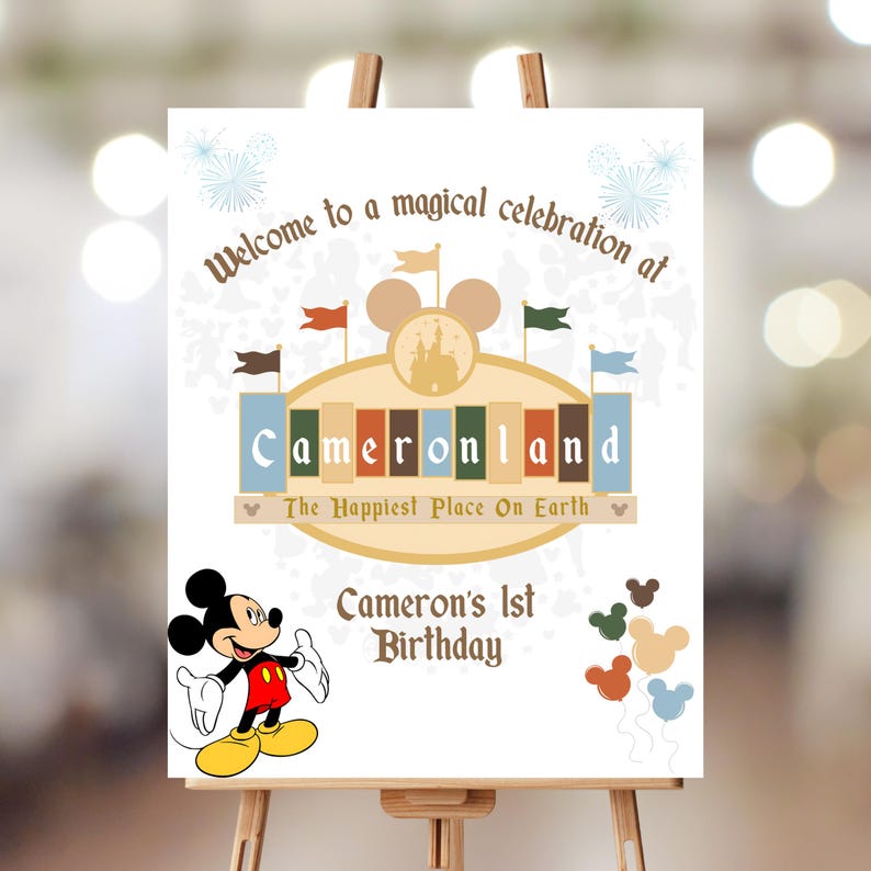 Disneyland Birthday Decoration Printable Disney Party Welcome Sign ...