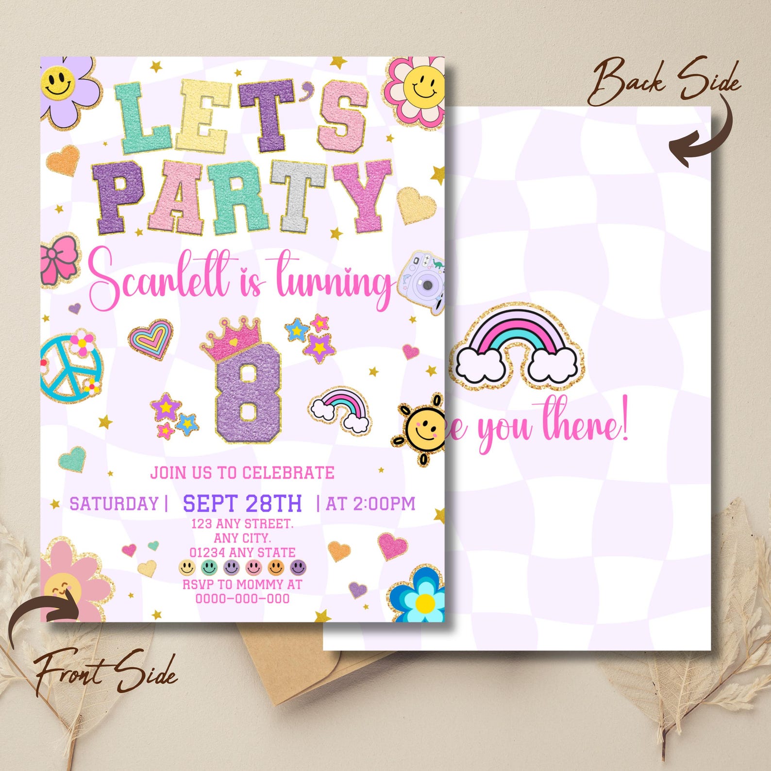 Stoney Clover Birthday Party Invitation: Smiley Patches, Tween Girl ...