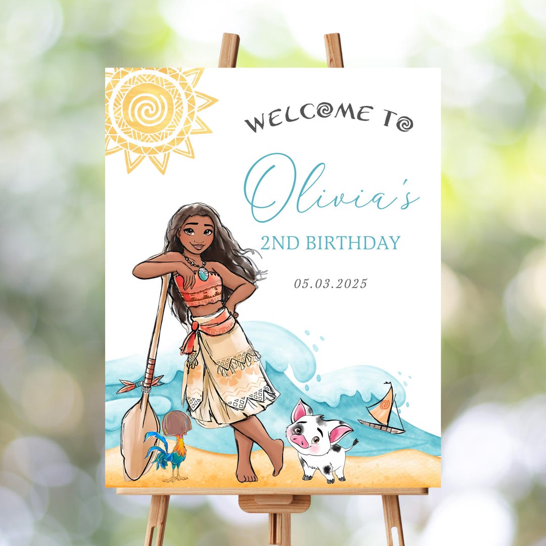 Moana Welcome Sign | Digital Birthday Party Decor | Printable Template ...
