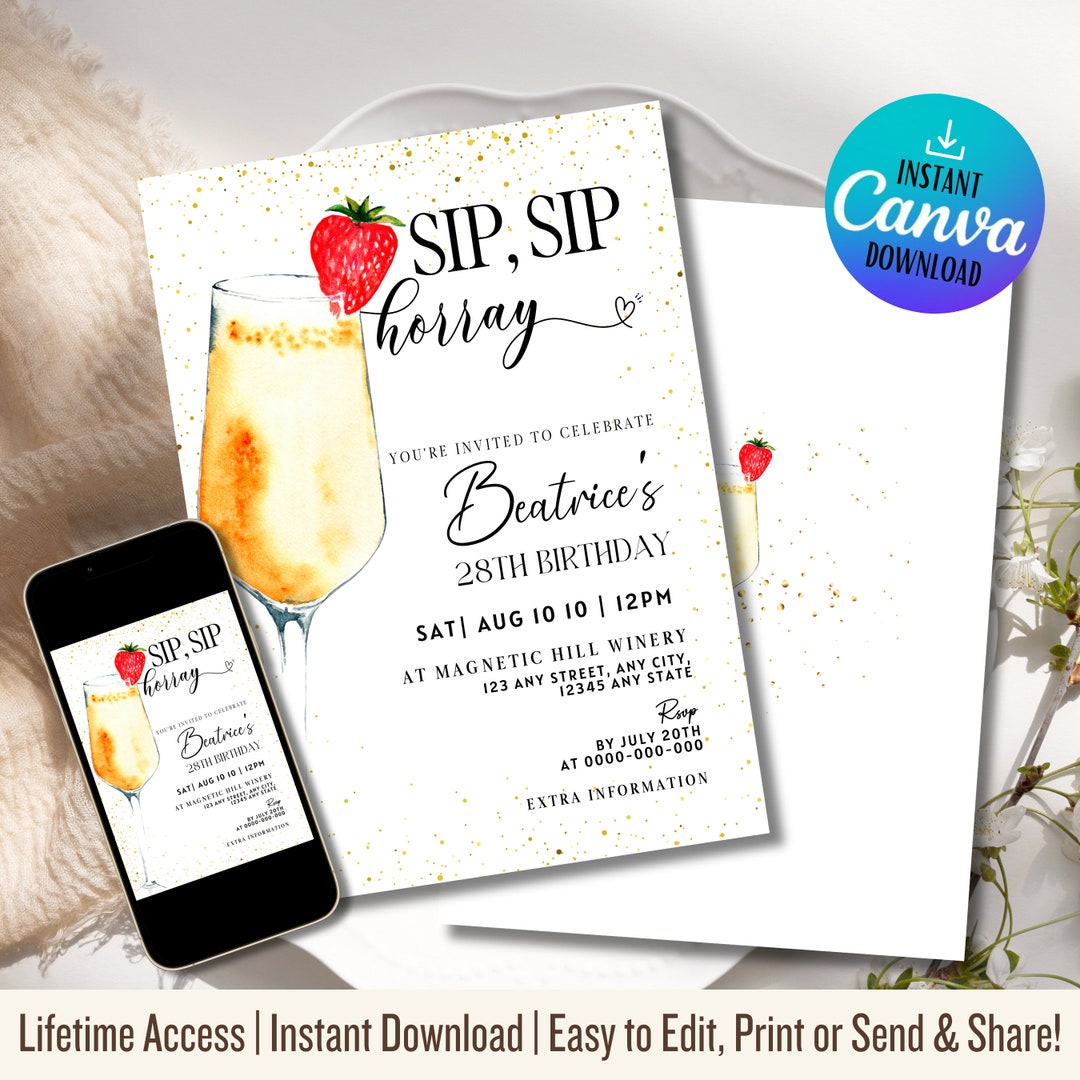 Bachelorette Invitation | Sip & Dip Invite | Digital Download | Summer ...