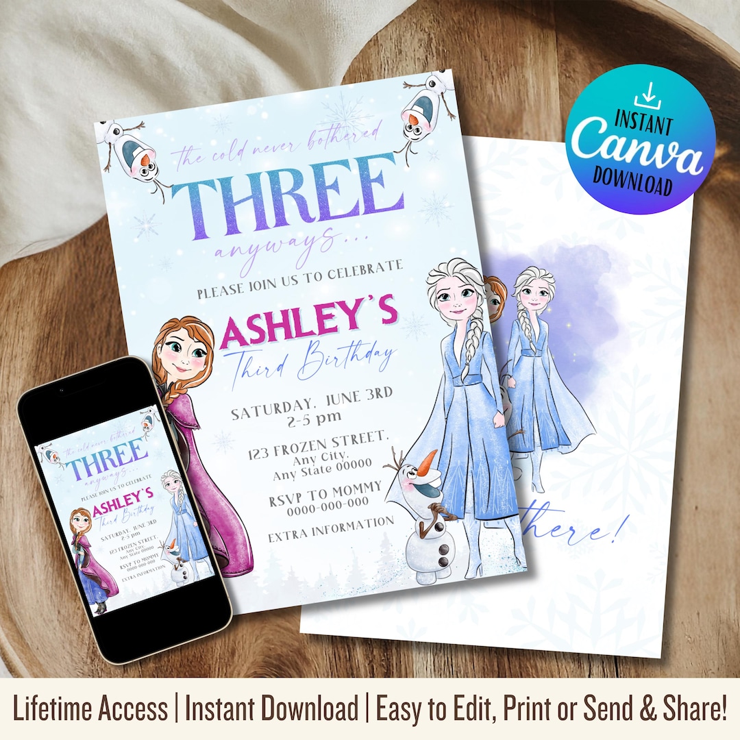 Frozen 3rd Birthday Invitation | Elsa Printable | Three for the First ...