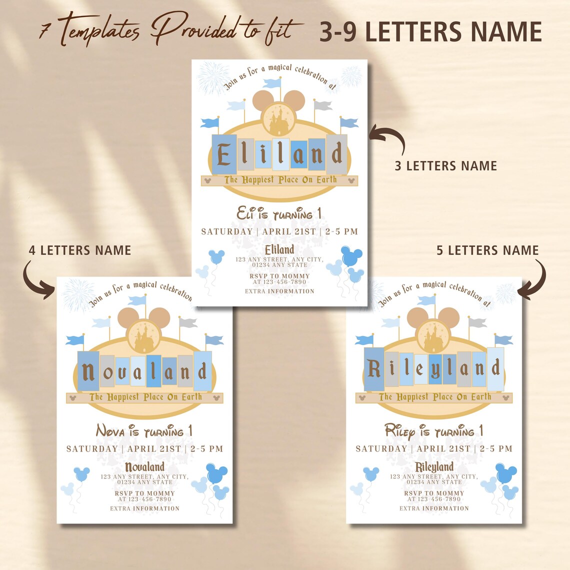Disneyland Castle Birthday Invitation, Editable Mickey Template ...